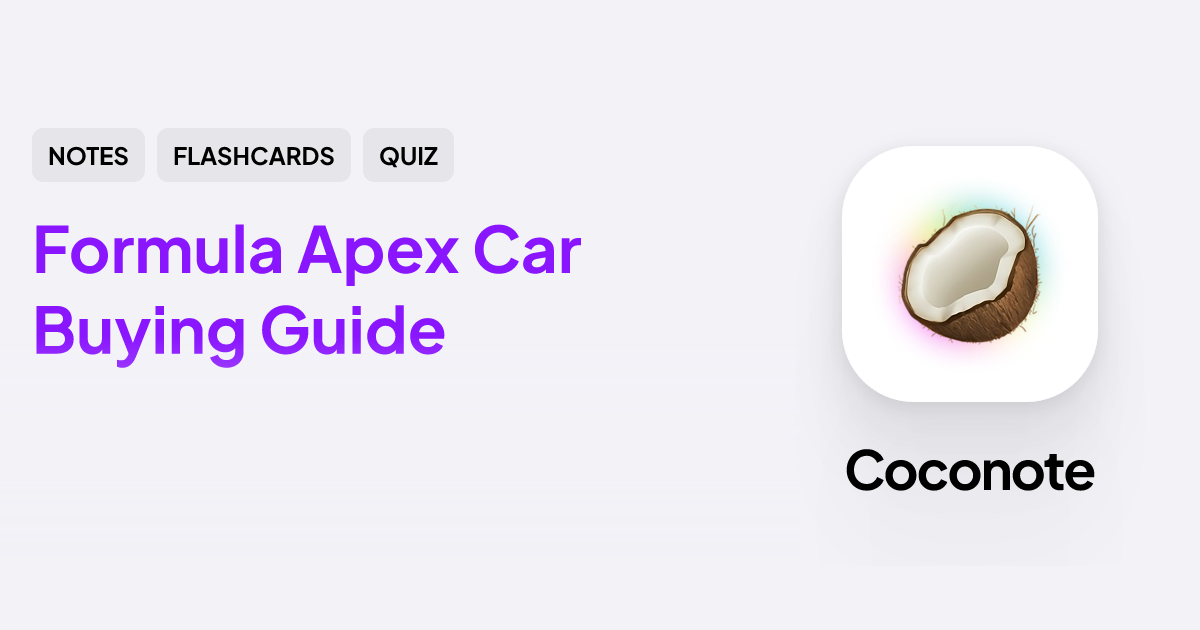 Formula Apex Car Buying Guide | Coconote
