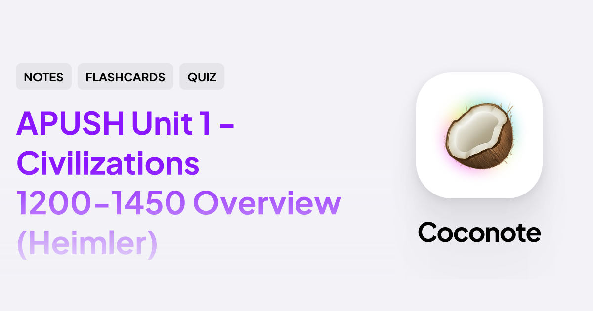 APUSH Unit 1 - Civilizations 1200-1450 Overview (Heimler) | Coconote