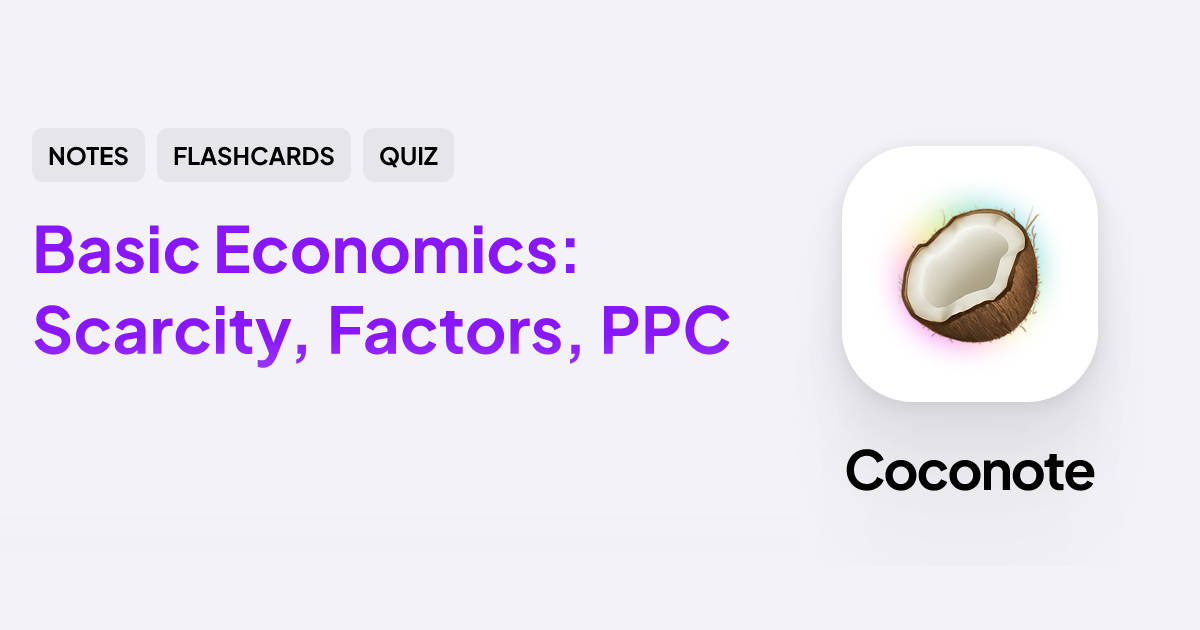 Basic Economics: Scarcity, Factors, PPC | Coconote