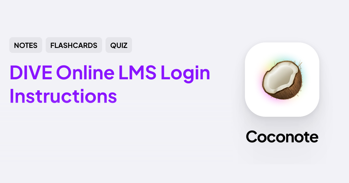 DIVE Online LMS Login Instructions | Coconote