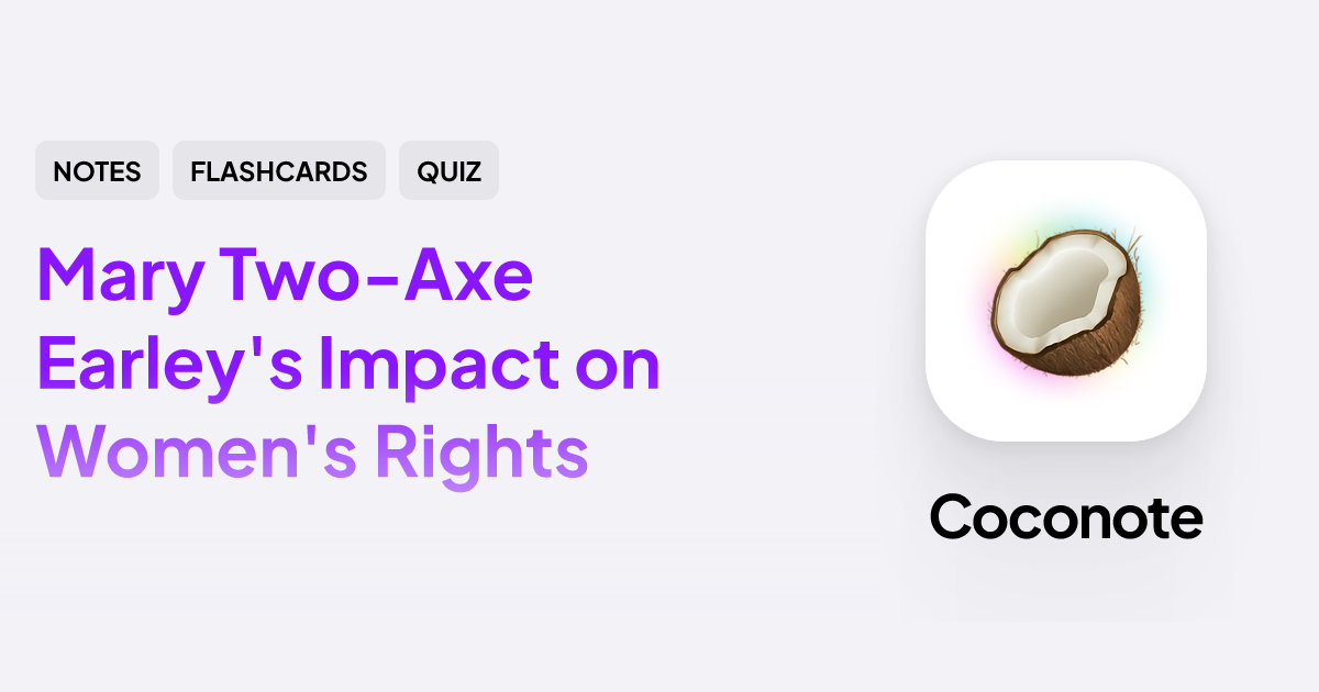 Mary Two-Axe Earley's Impact on Women's Rights | Coconote