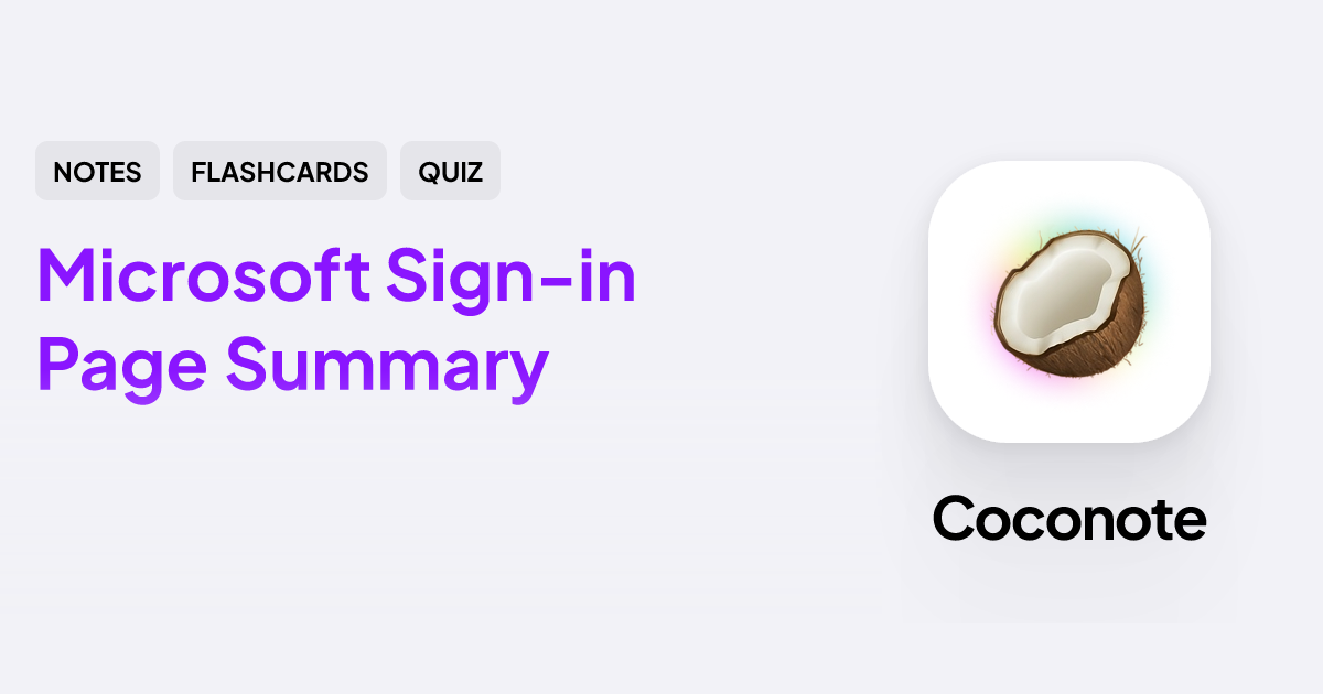 Microsoft Sign-in Page Summary | Coconote